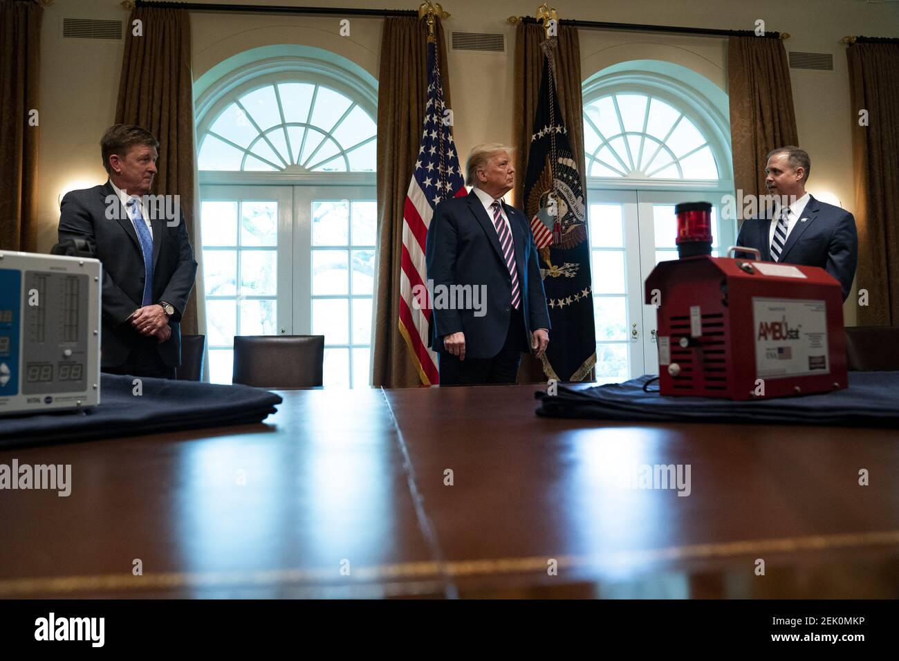 President Donald Trump listens during a presentation from NASA ...