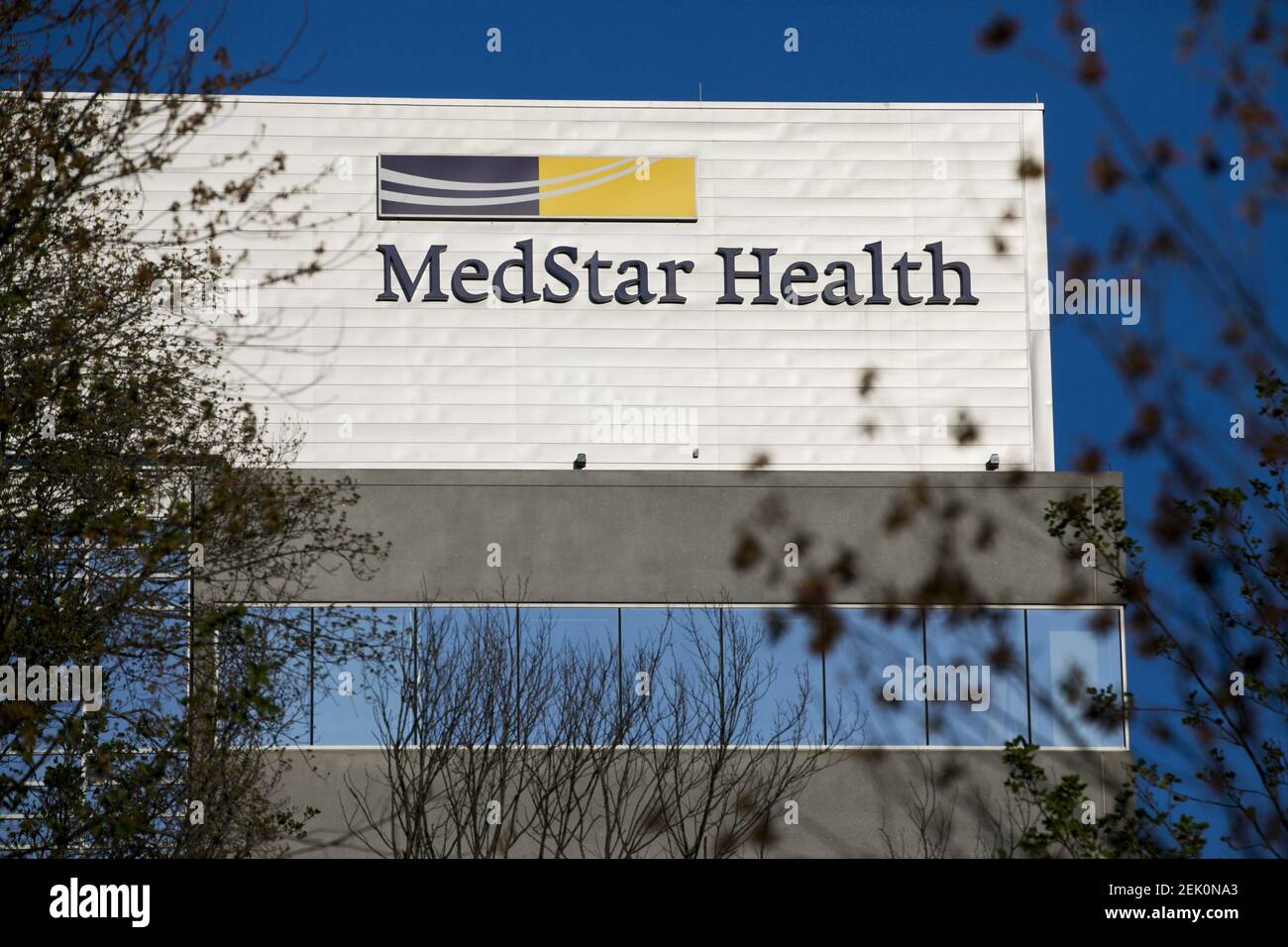 A logo sign outside of the headquarters of MedStar Health in Columbia ...