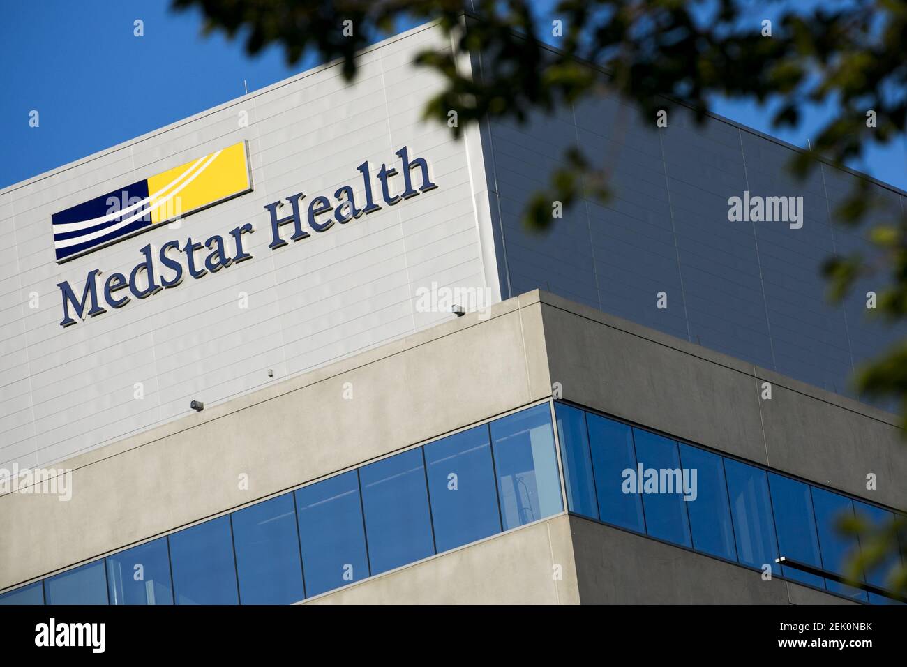 A logo sign outside of the headquarters of MedStar Health in Columbia ...