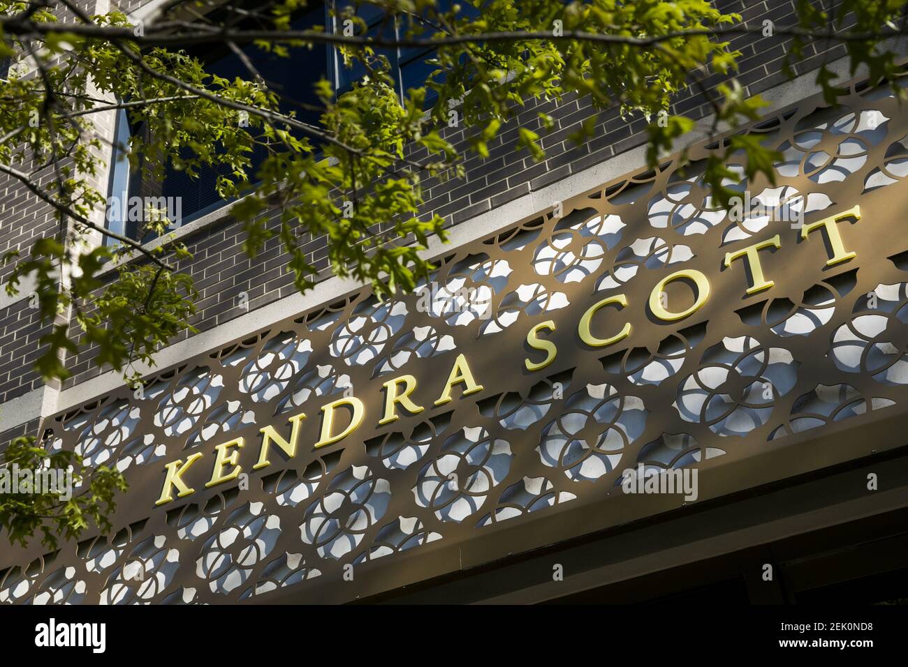 A logo sign outside of a Kendra Scott retail store location in Bethesda ...
