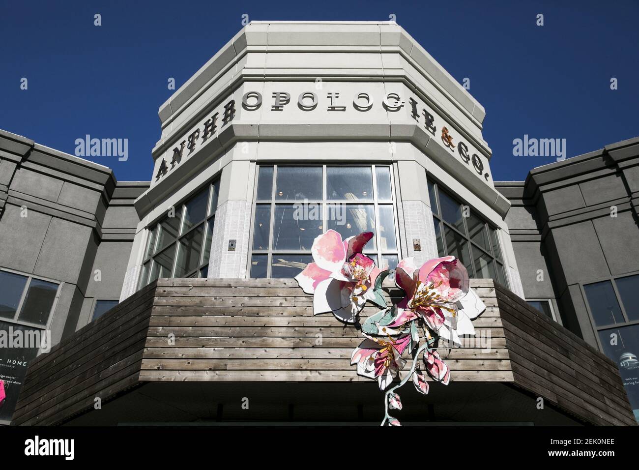 A logo sign outside of a Anthropologie & Co., retail store location in ...