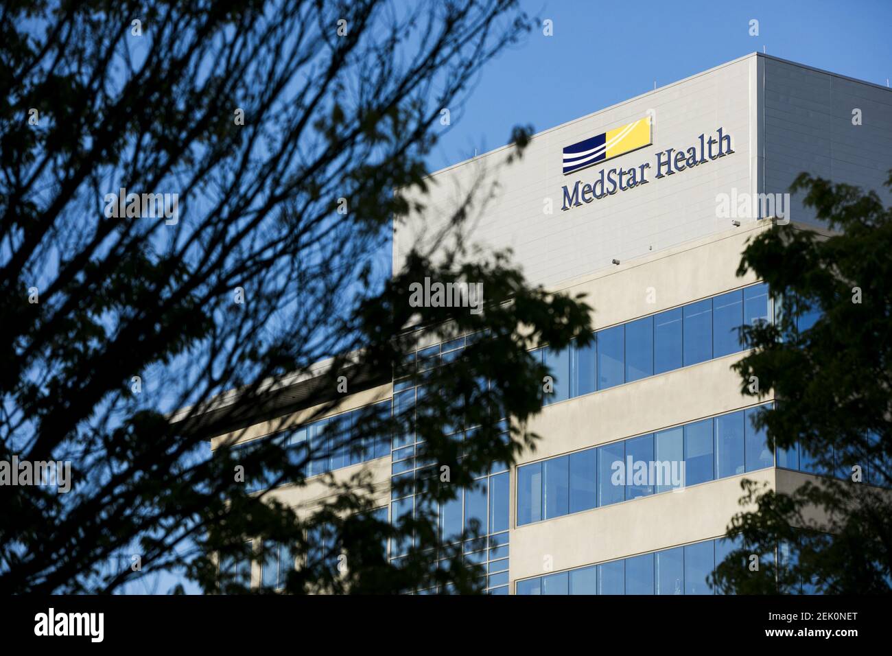 A logo sign outside of the headquarters of MedStar Health in Columbia ...