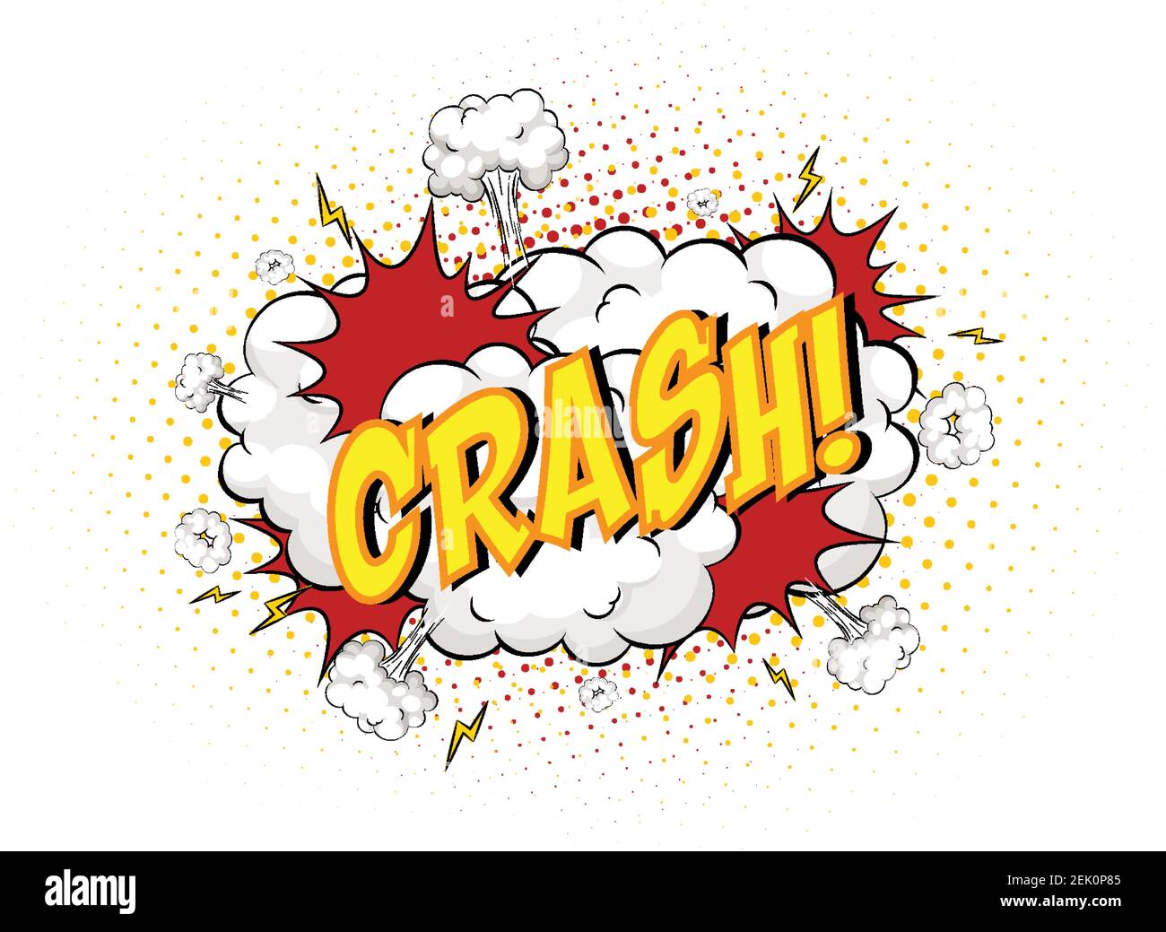Word Crash on comic cloud explosion background illustration Stock ...