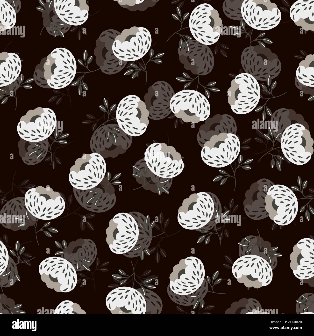 Seamless floral pattern based on traditional folk art ornaments. White ...