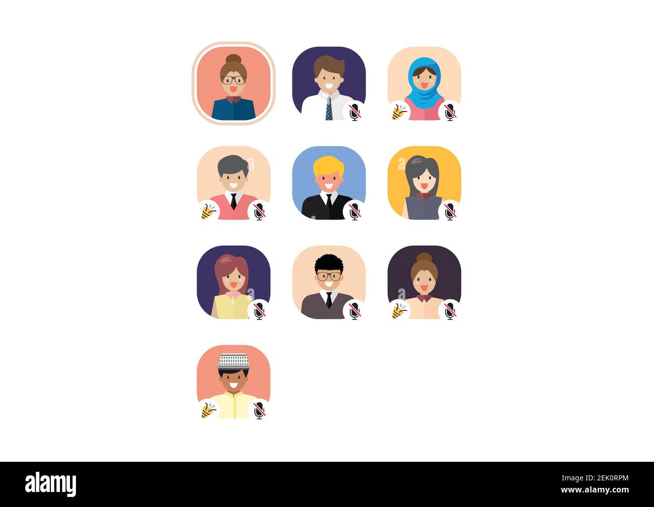 Audio chat with voice mesages. Clubhouse app. Member's avatars. Vector ...