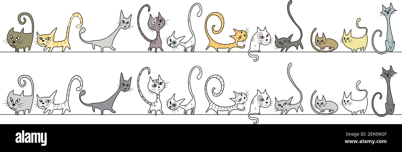 vector cartoon cats action emoji set background Stock Vector Image ...