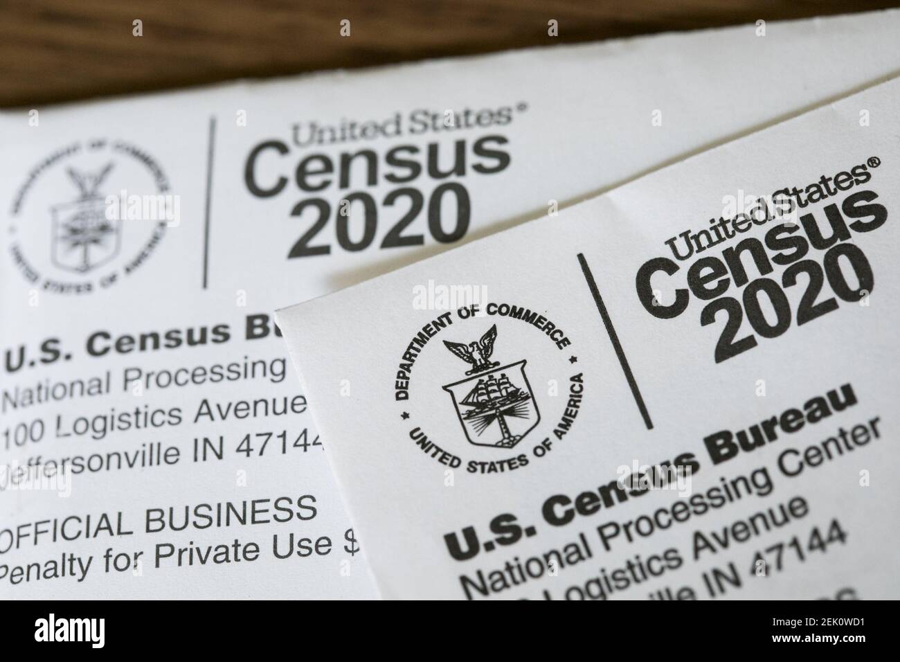 A photograph of the United States 2020 Census questionnaire and other ...