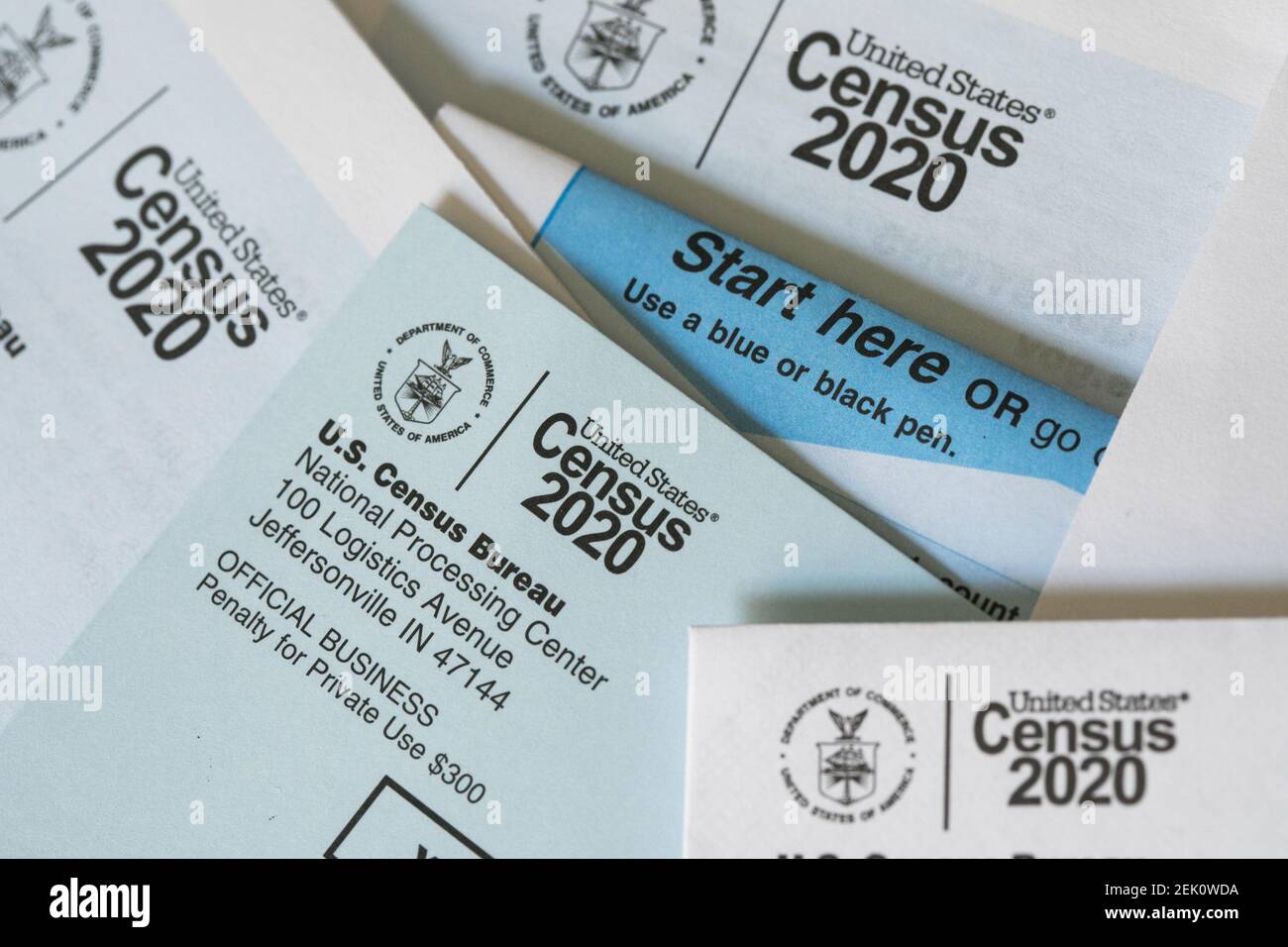 A photograph of the United States 2020 Census questionnaire and other ...