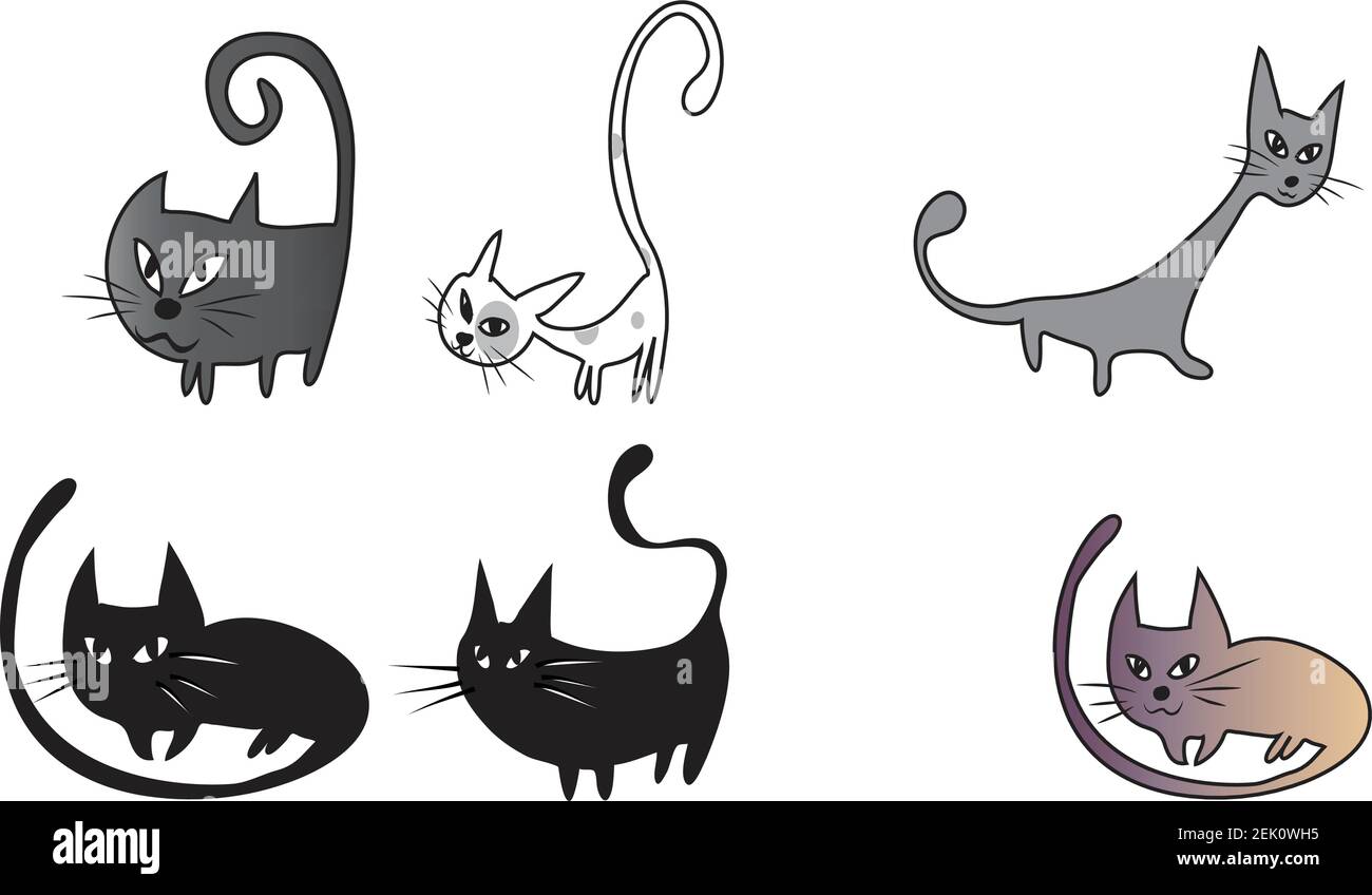vector cartoon cats action emoji set Stock Vector Image & Art - Alamy