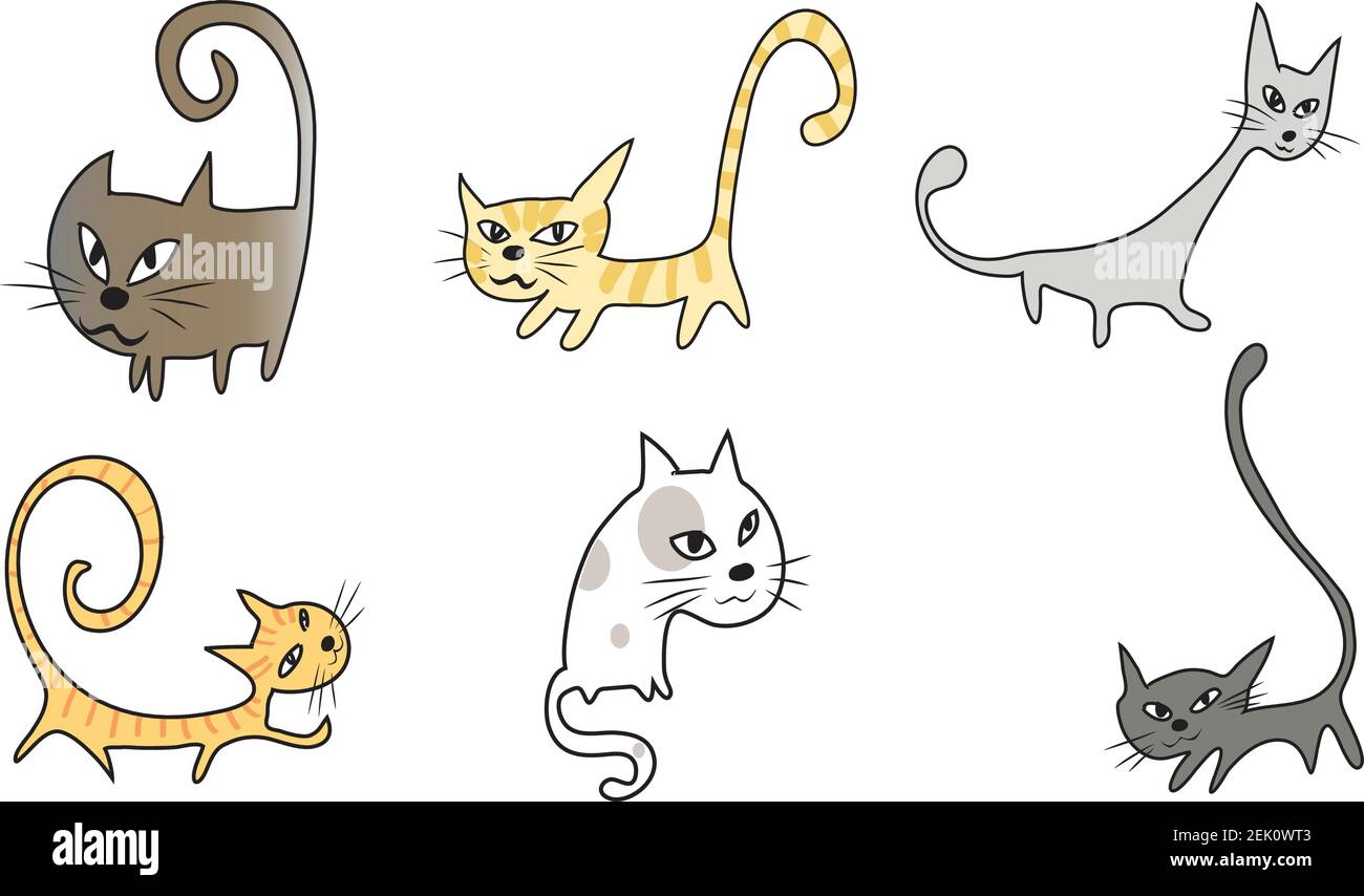 vector cartoon cats action emoji set Stock Vector Image & Art - Alamy