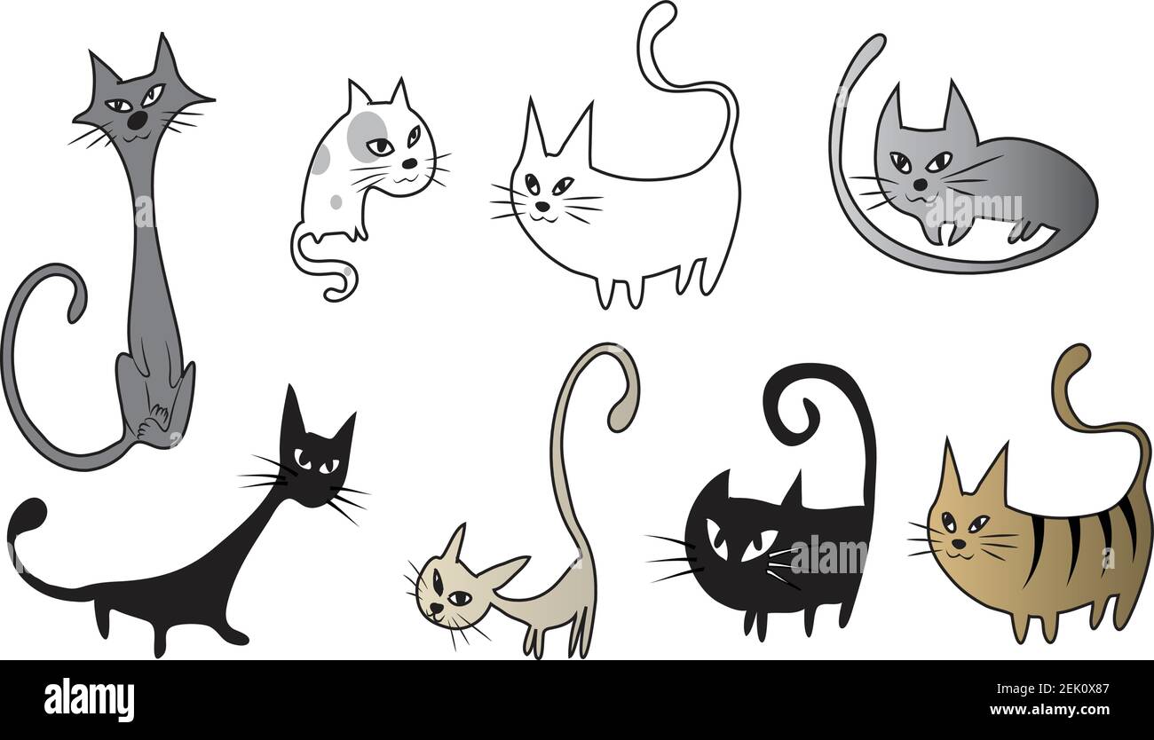vector cartoon cats action emoji set Stock Vector Image & Art - Alamy