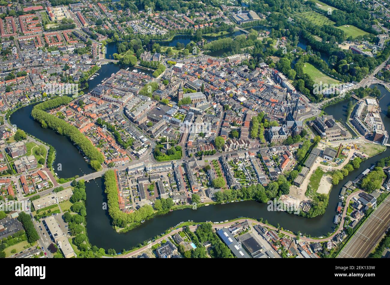 WOERDEN 28-04-2020, Aerial photos Woerden, Centrum van de stad Woerden ...
