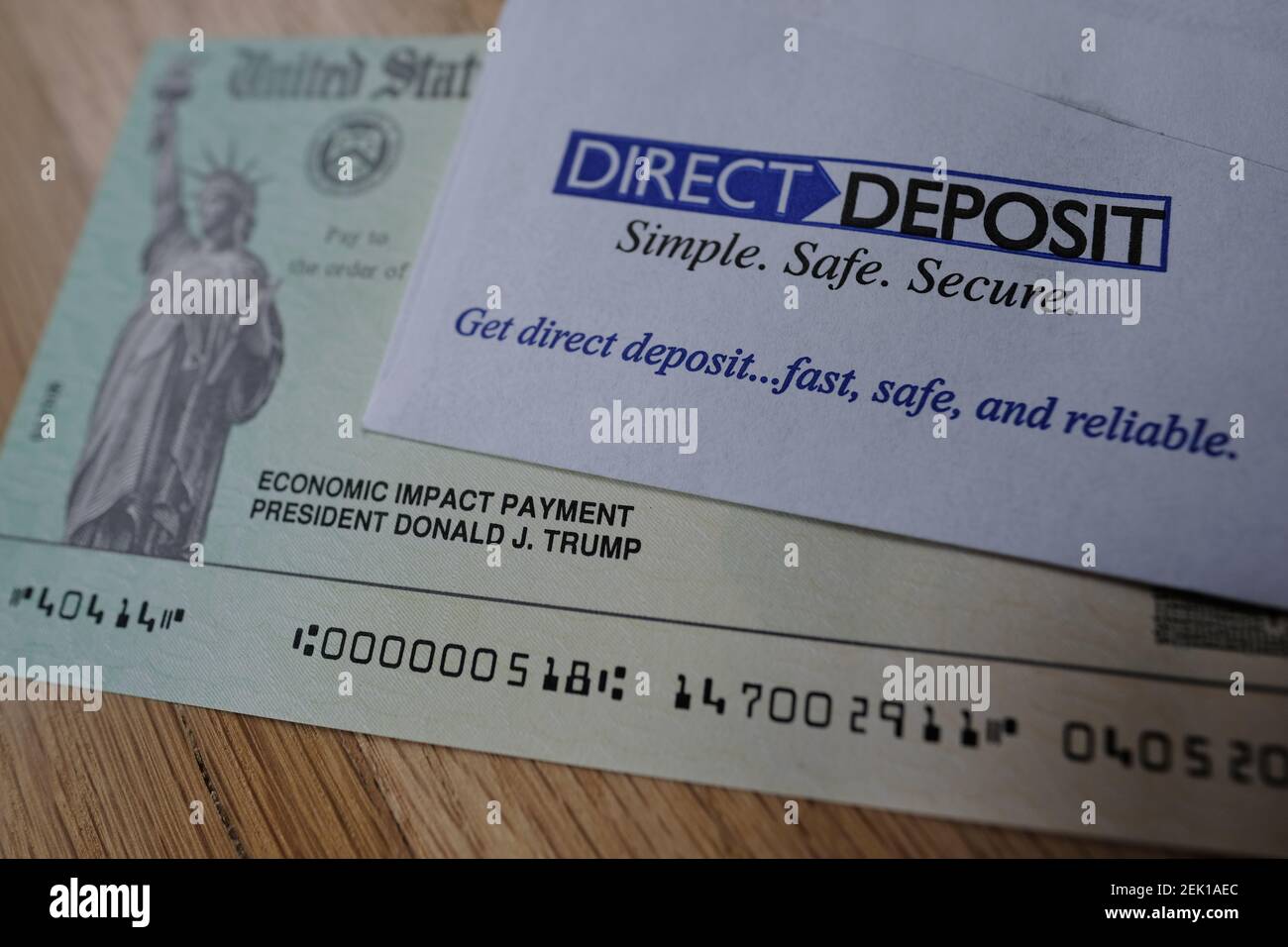 An economic impact payment check is pictured in Portland, Ore., on May ...