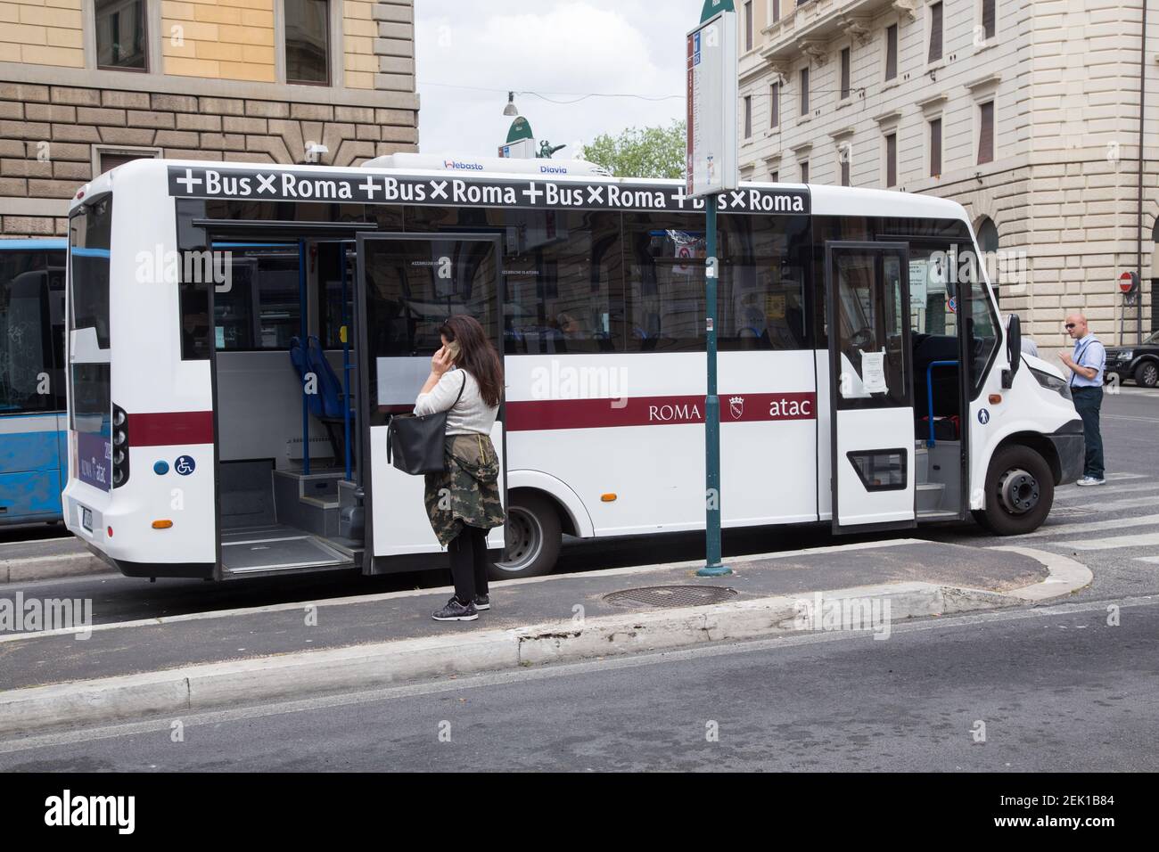 Buses at terminus of Via Paola in Rome, Italy on May 2, 2020 in ...