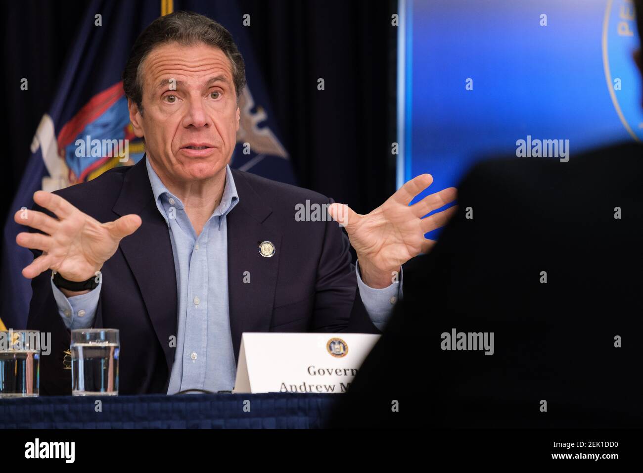 NY State Governor Andrew Cuomo is seen during his daily COVID-19 ...