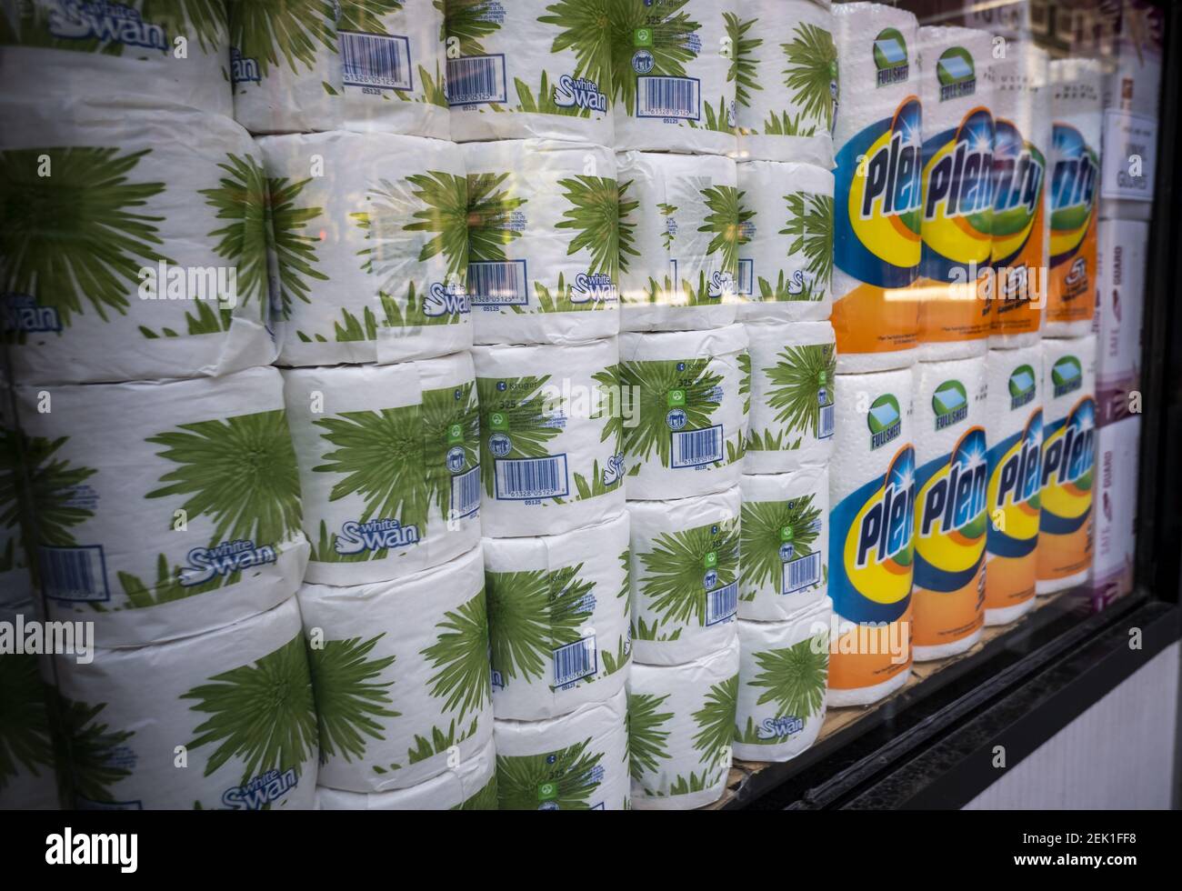 A selection of paper products displayed in the window of a store in New ...