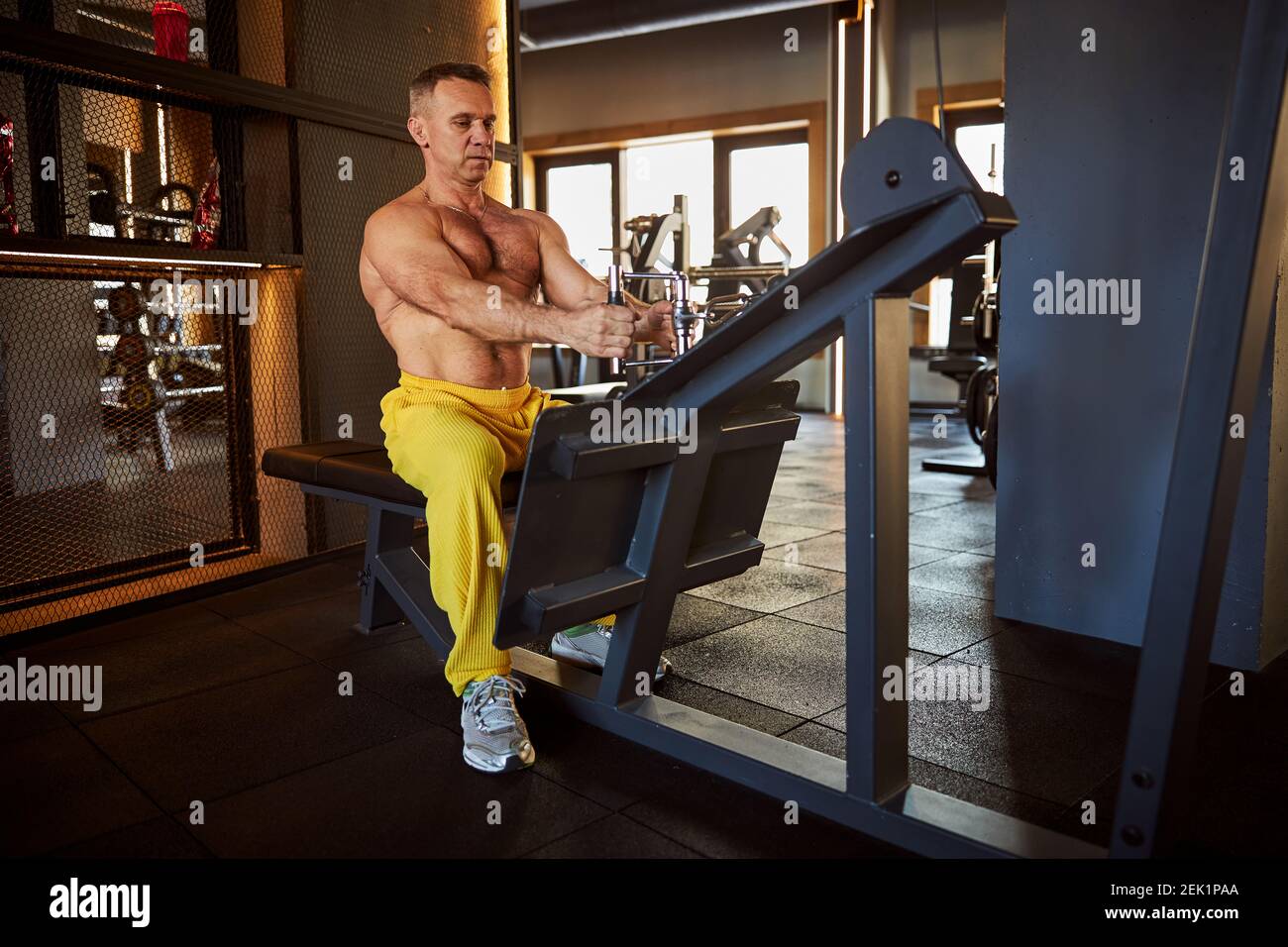 Calm adult man doing his regular workout at the gym Stock Photo - Alamy
