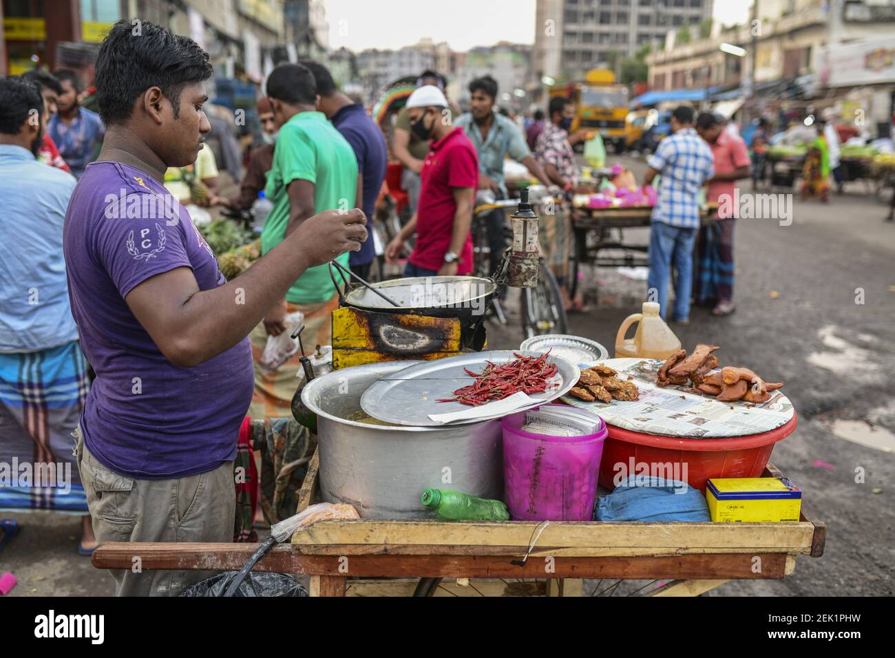 A street vendor selling iftar food at Kawran Bazar during the holy ...