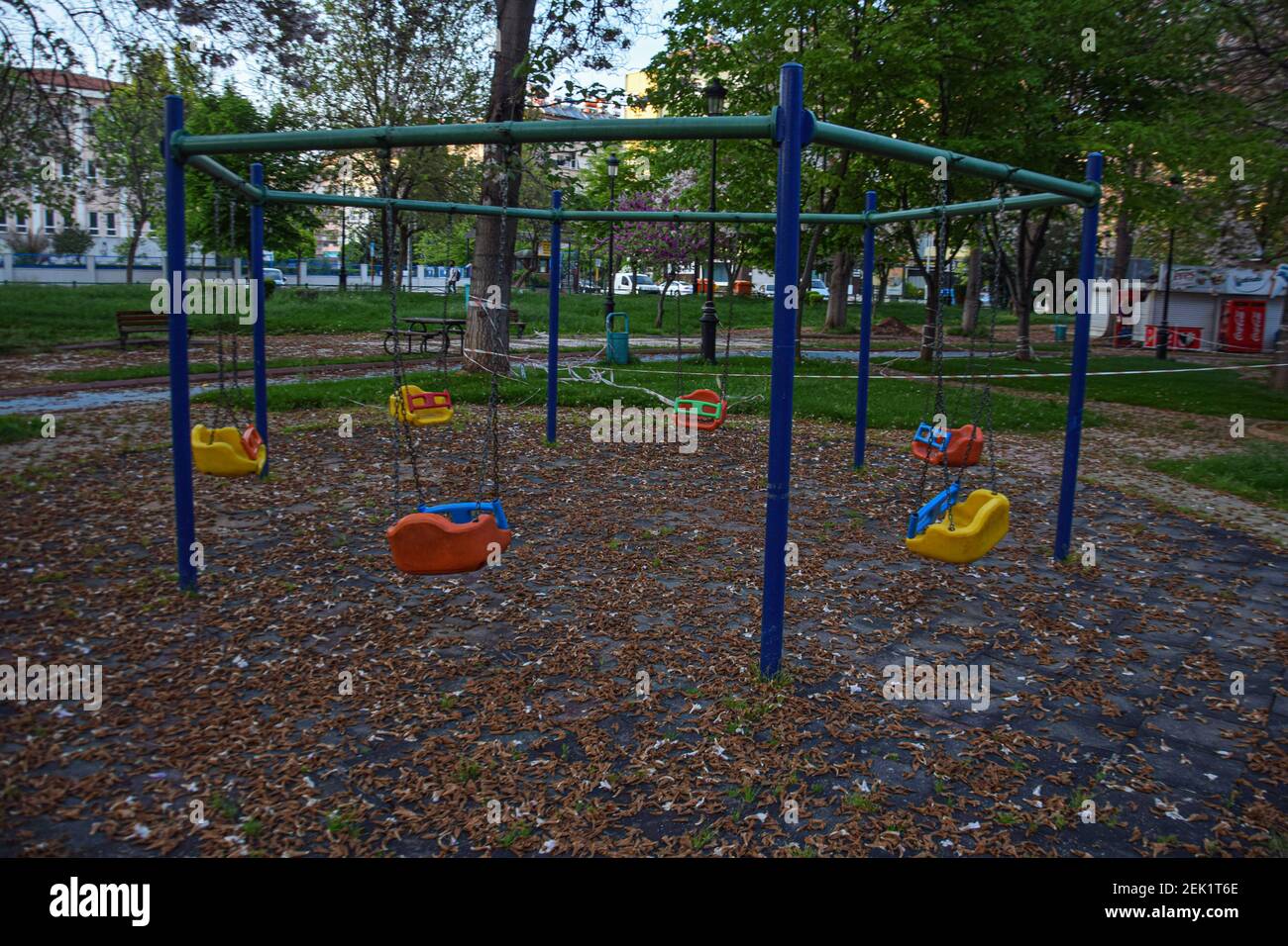 Shows an empty public spaces in Gaziantep, southern Turkey amid ...