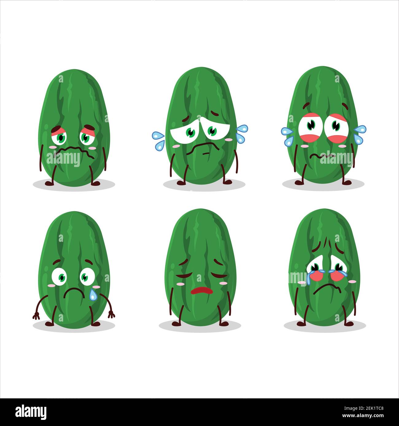 Cucumber cartoon in character with sad expression. Vector illustration ...