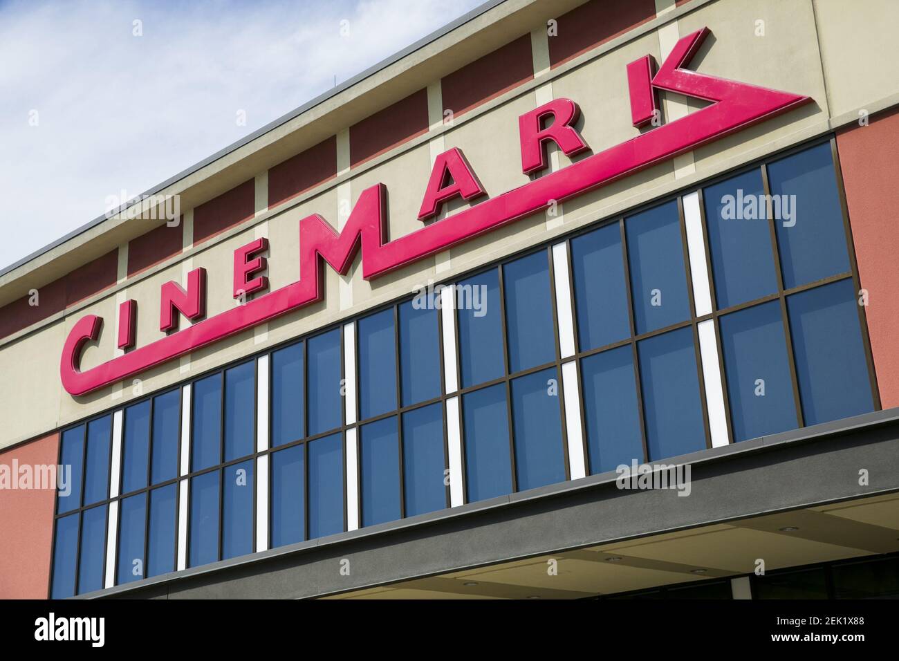 A logo sign outside of a Cinemark movie theater location in Chesapeake ...