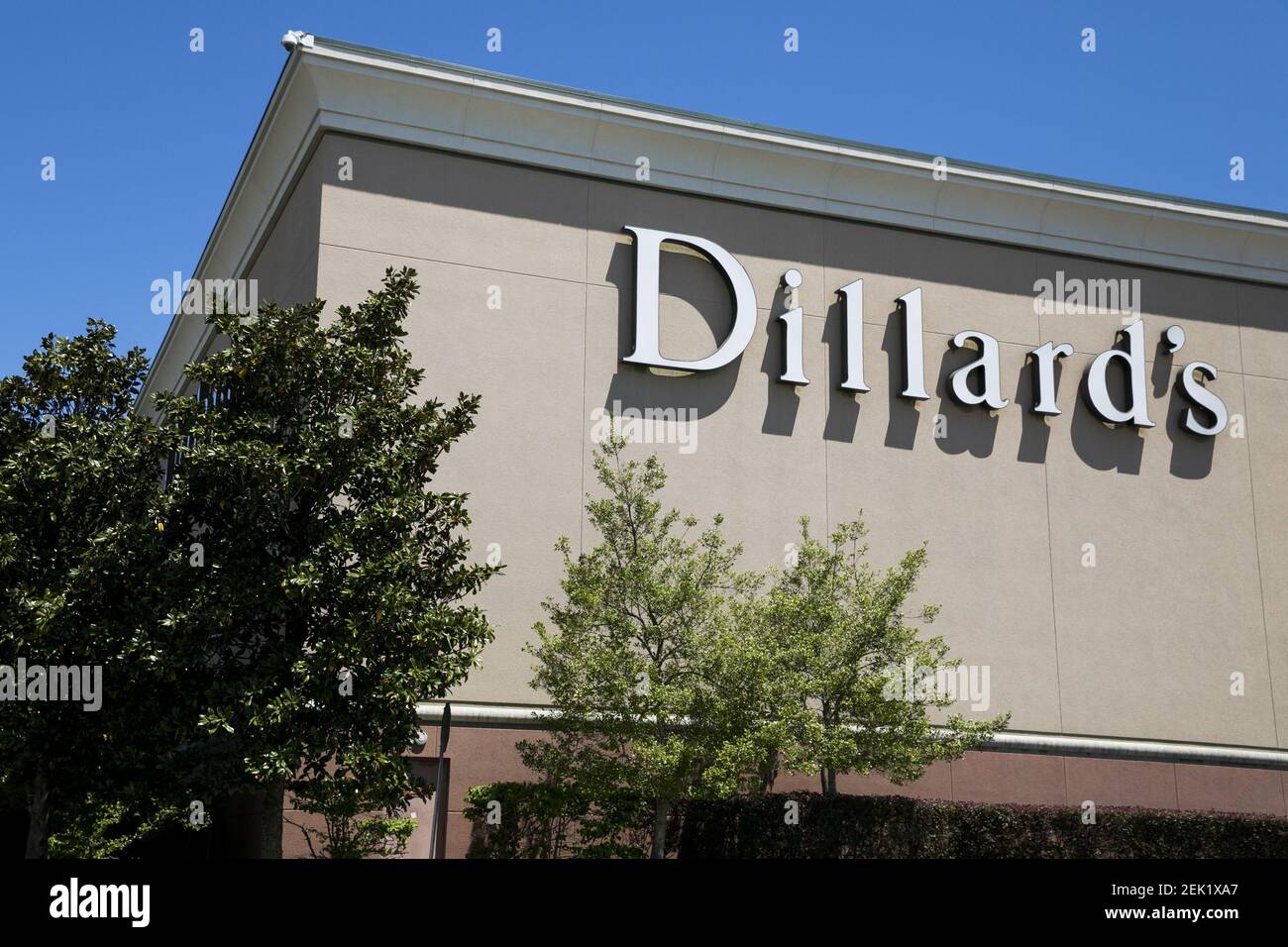 A logo sign outside of a Dillard's retail store location in Virginia ...