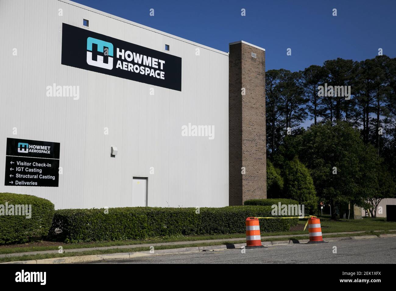 A logo sign outside of a facility occupied by Howmet Aerospace in ...