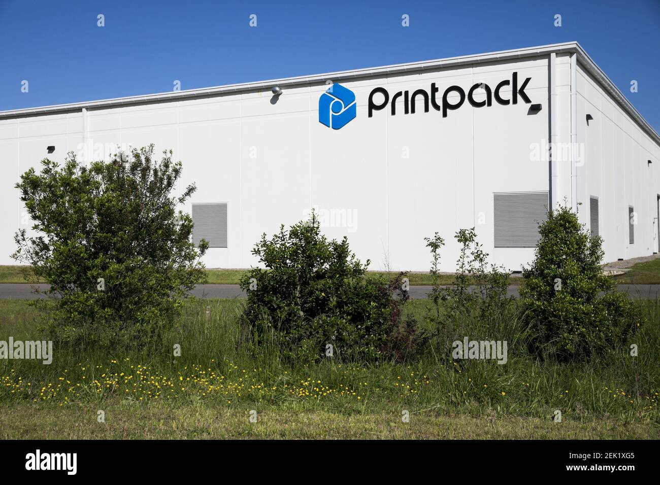 A logo sign outside of a facility occupied by Printpack in Newport News ...