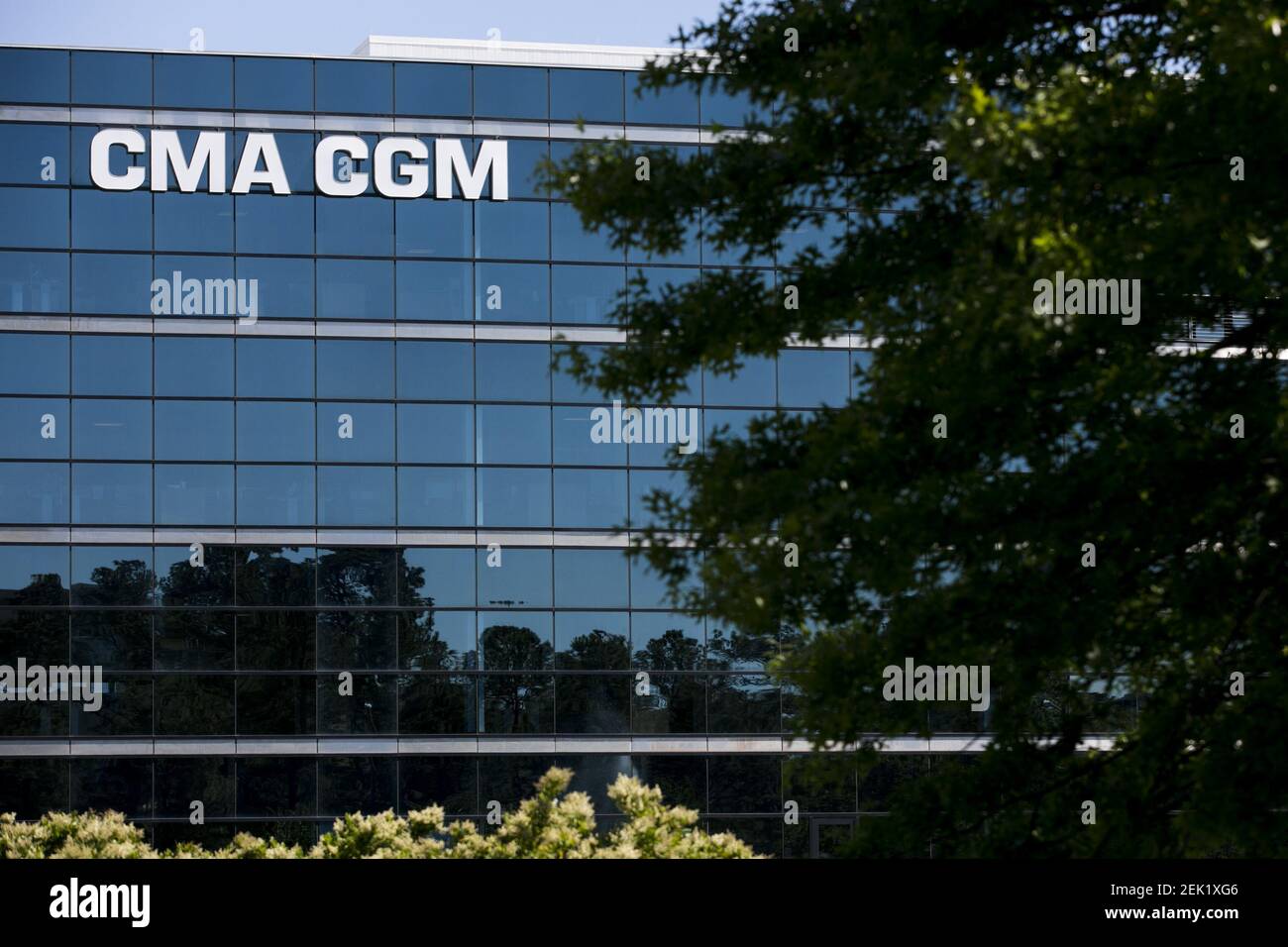 A logo sign outside of a facility occupied by CMA CGM in Norfolk ...