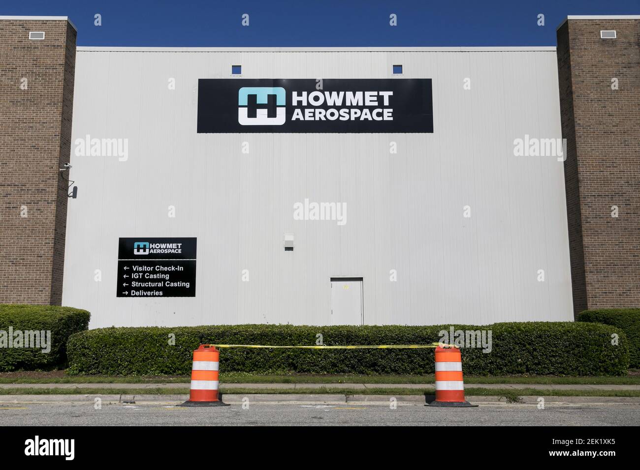 A logo sign outside of a facility occupied by Howmet Aerospace in ...