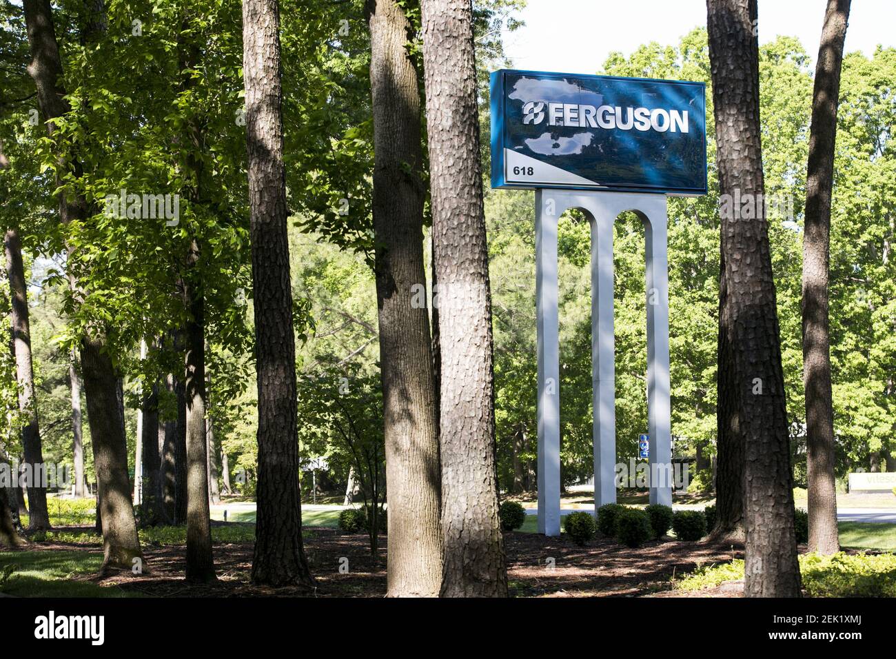 A logo sign outside of the headquarters of Ferguson in Newport News ...