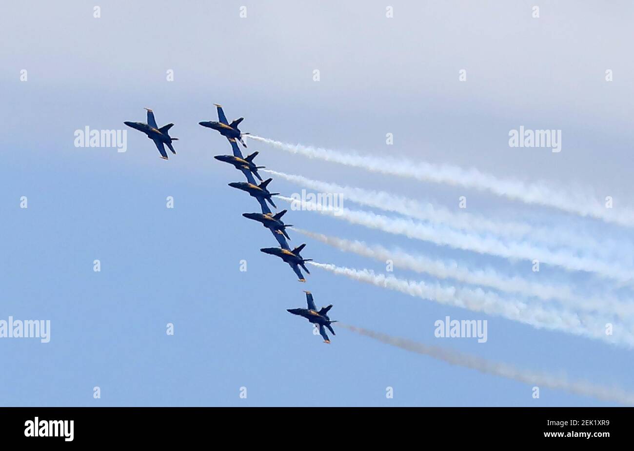 MIAMI, FL - MAY 8: U.S. Navy Blue Angels fly over Miami to pay tribute ...