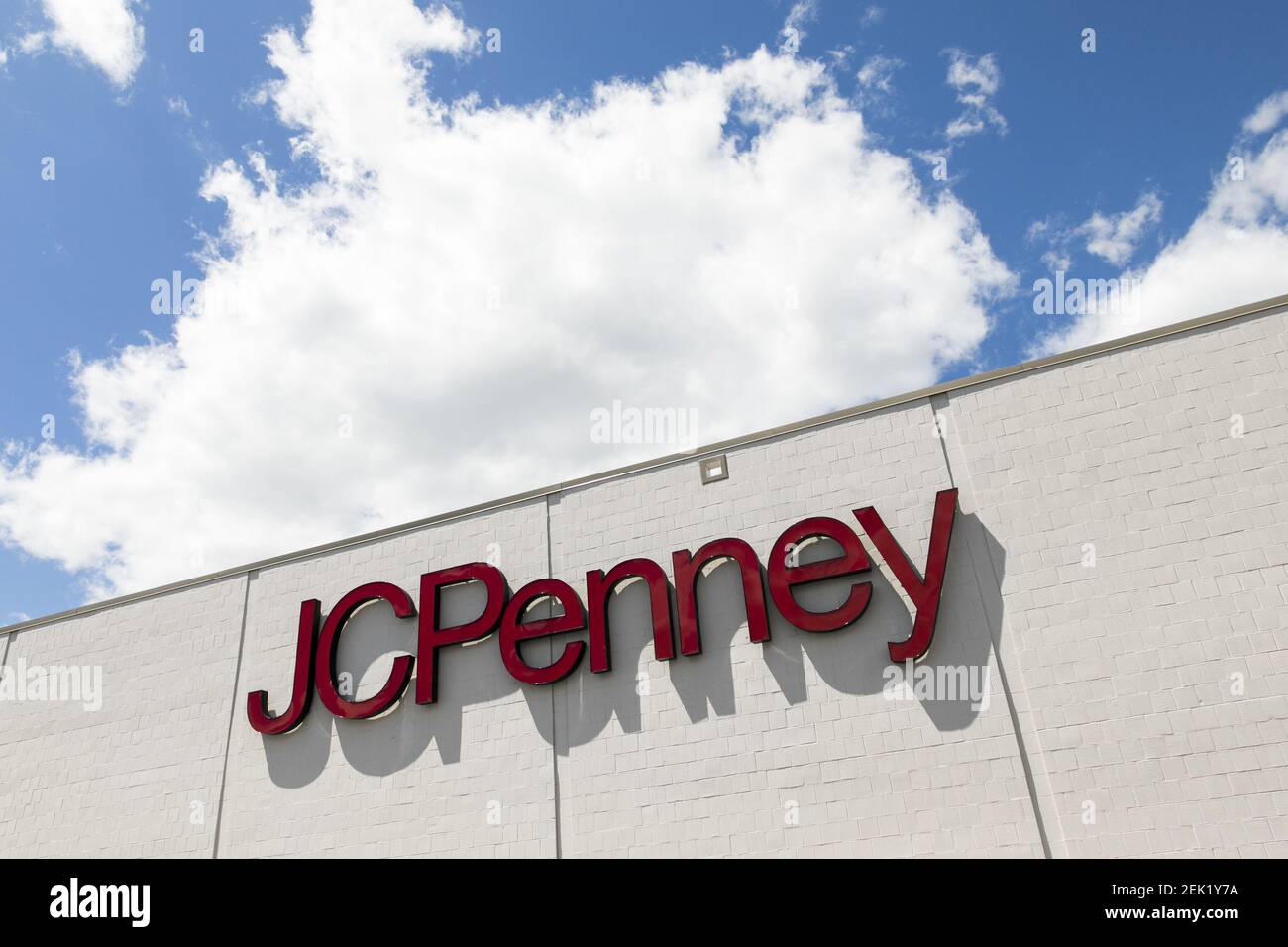 A logo sign outside of a JCPenney retail store location in Camp Hill ...