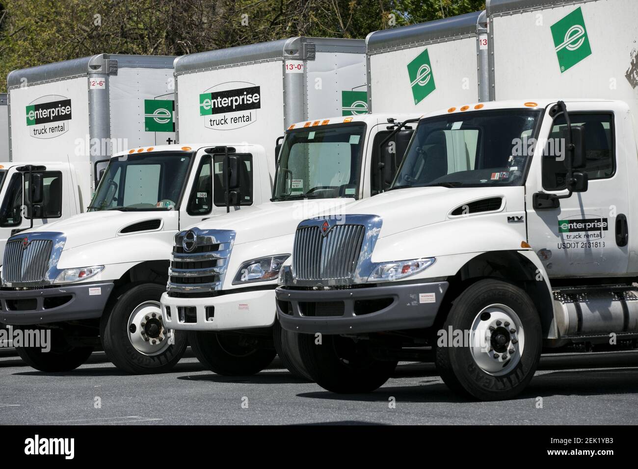 Logo signs on trucks outside of a Enterprise Truck Rental location in ...