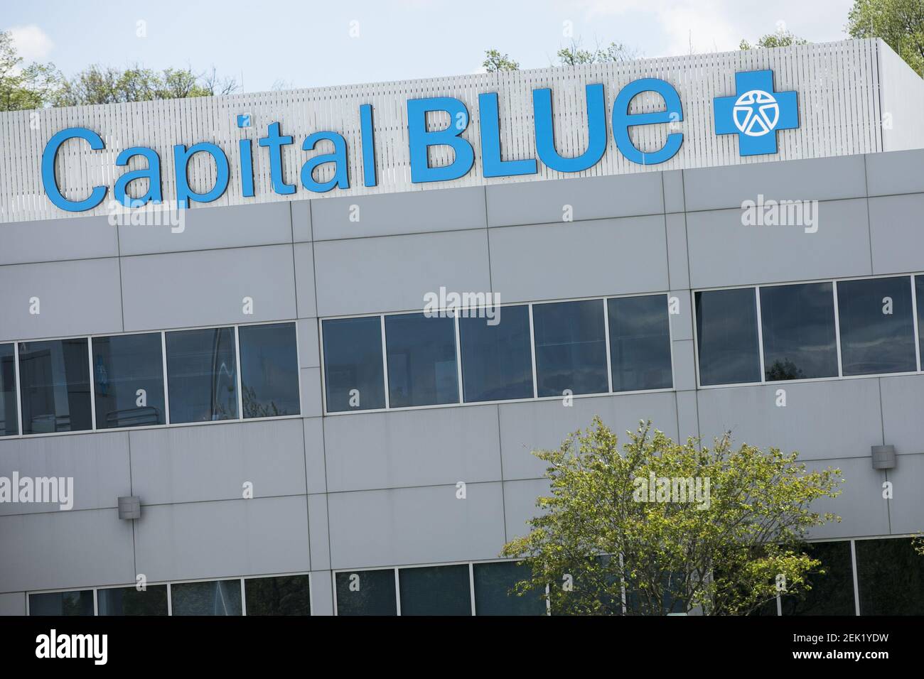 A logo sign outside of the headquarters of Capital BlueCross in ...