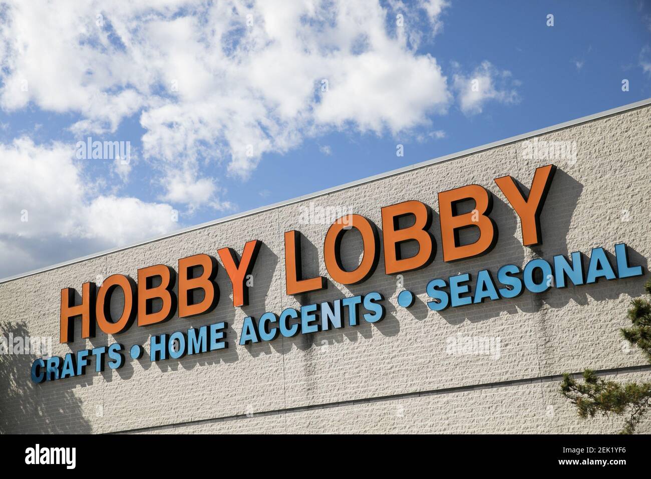 A logo sign outside of a Hobby Lobby retail store location in Lebanon ...