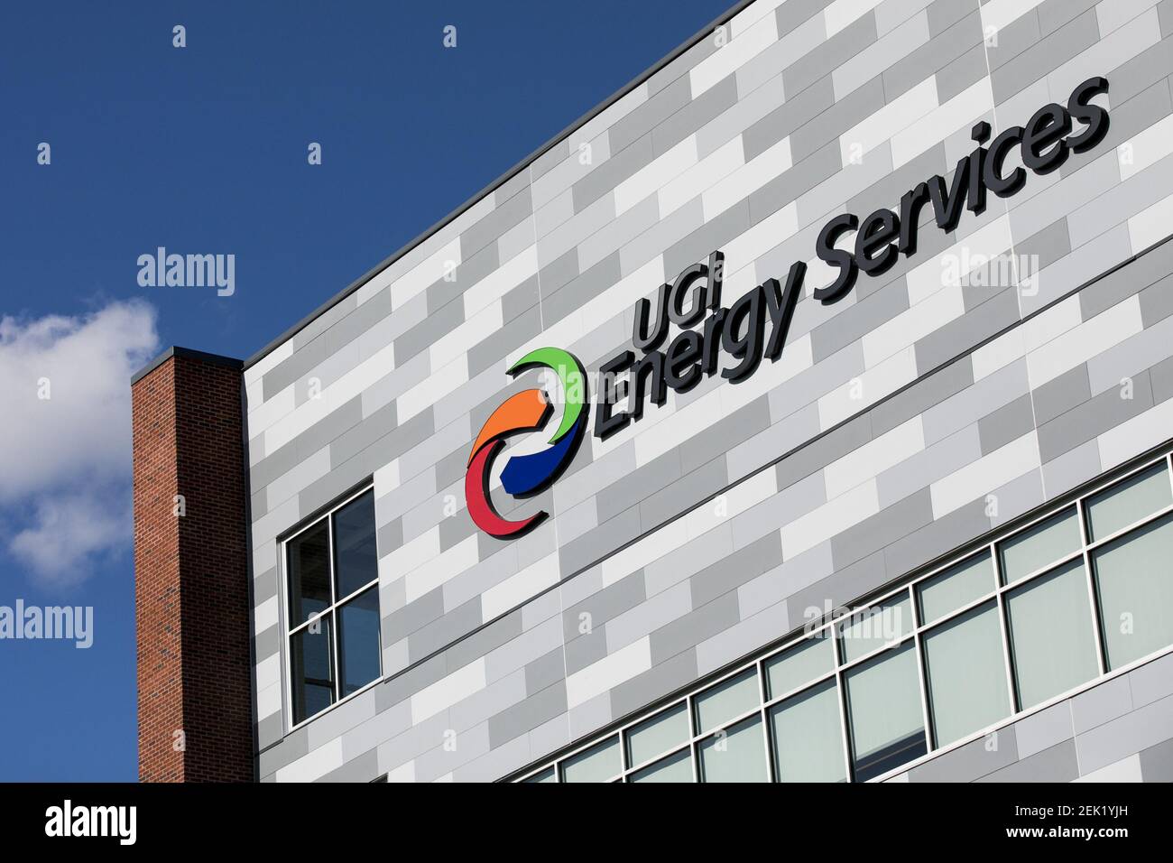 A logo sign outside of a facility occupied by UGI Energy Services in ...