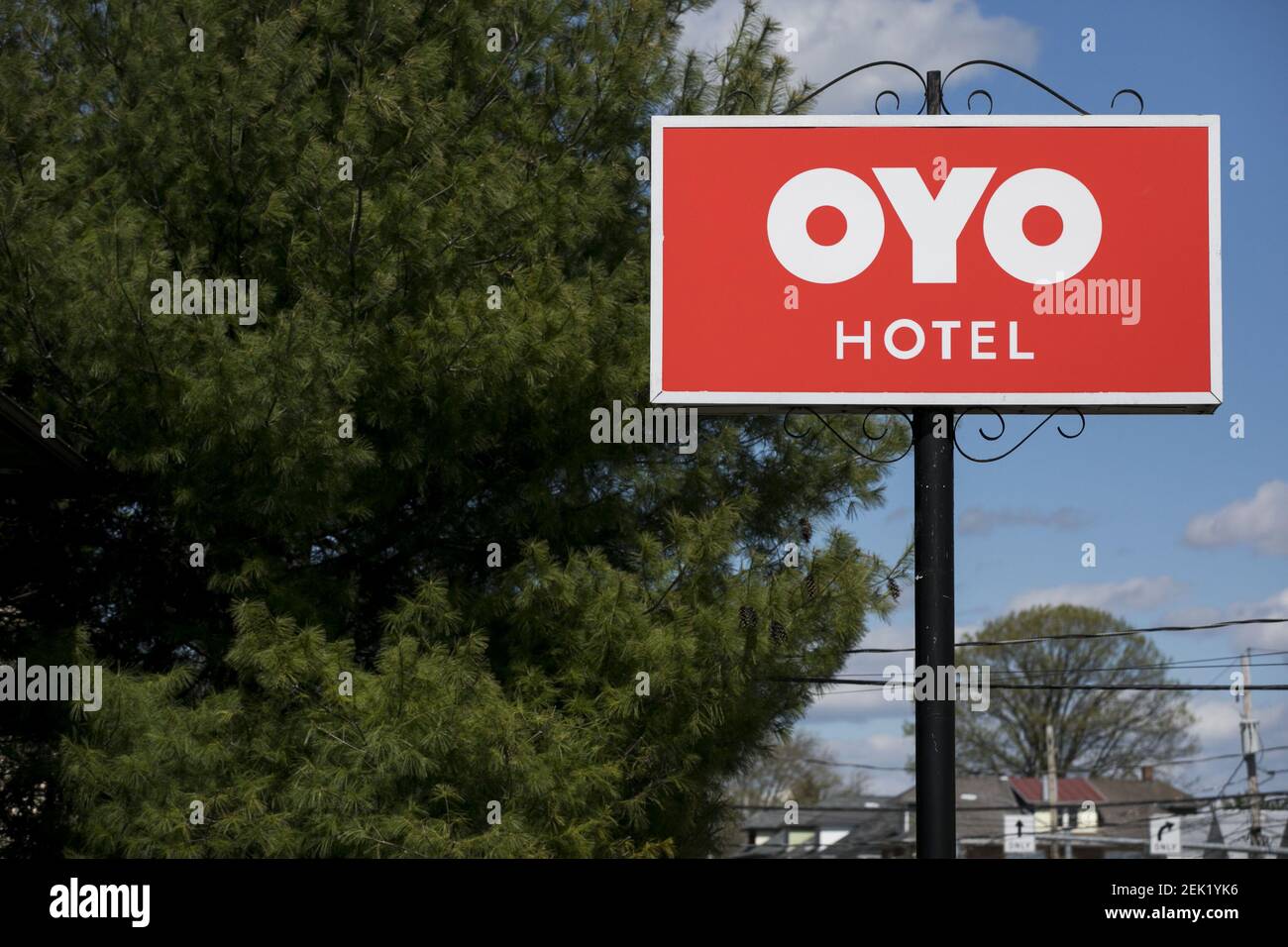 A logo sign outside of a Oyo Hotel location in Hershey, Pennsylvania on ...