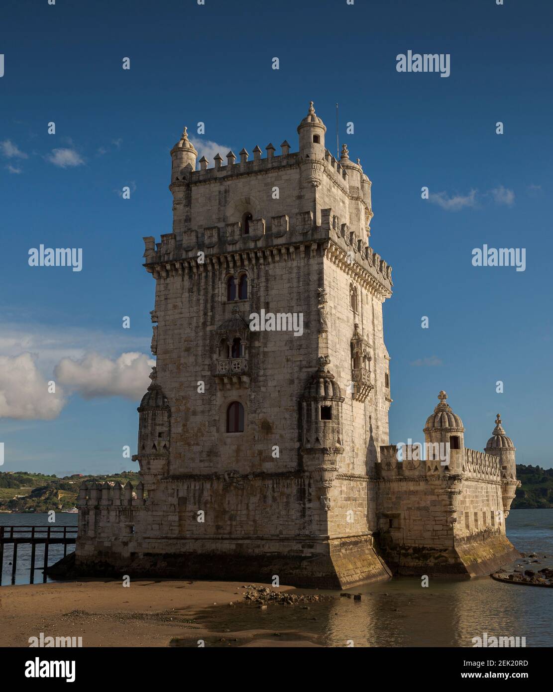 Views of the Belem Tower, a 16th century fortification located in ...