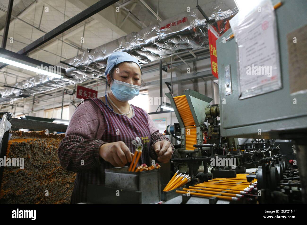 Workers are busy at producing pencil of Chung Hwa, a national famous ...