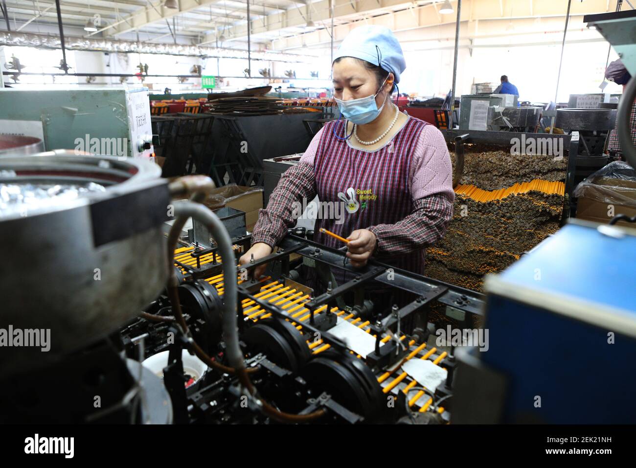 Workers are busy at producing pencil of Chung Hwa, a national famous ...