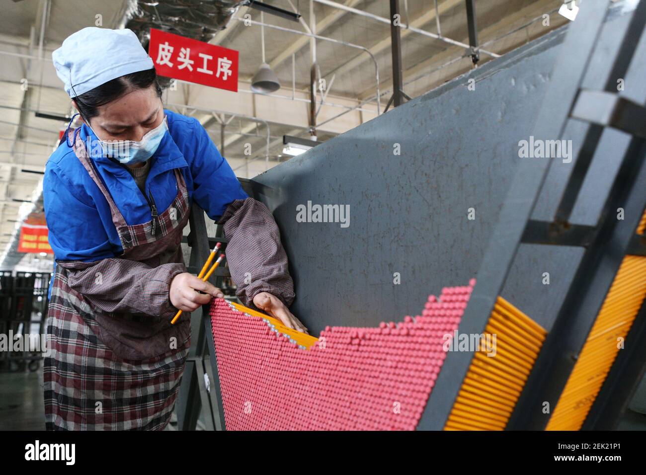 Workers are busy at producing pencil of Chung Hwa, a national famous ...