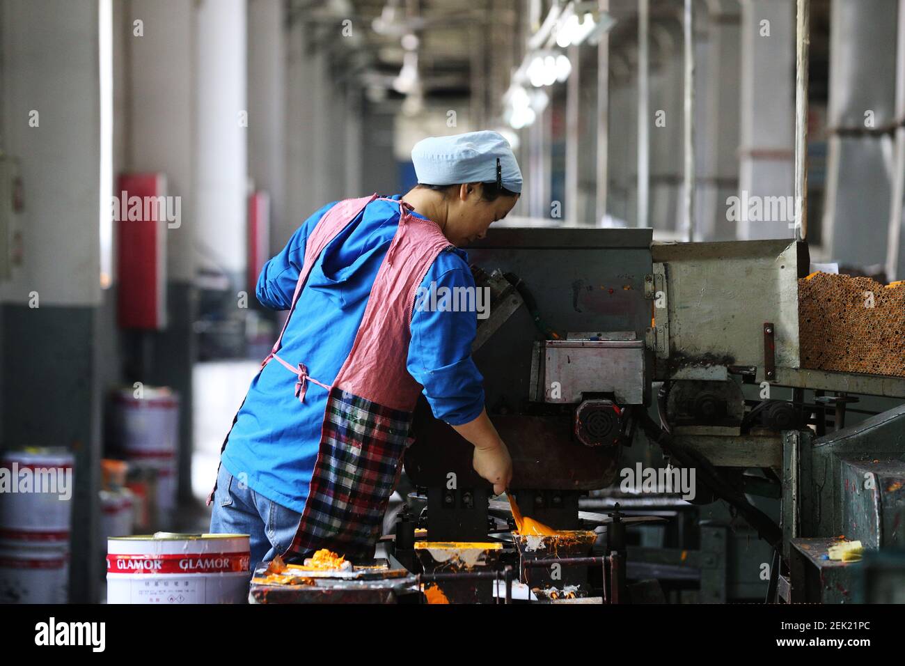 Workers are busy at producing pencil of Chung Hwa, a national famous ...