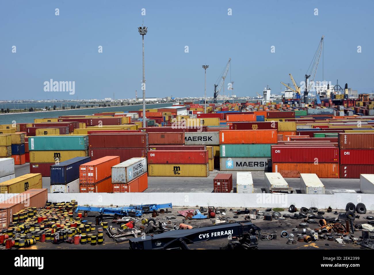 A general view of Rades business port during the first phase of ...