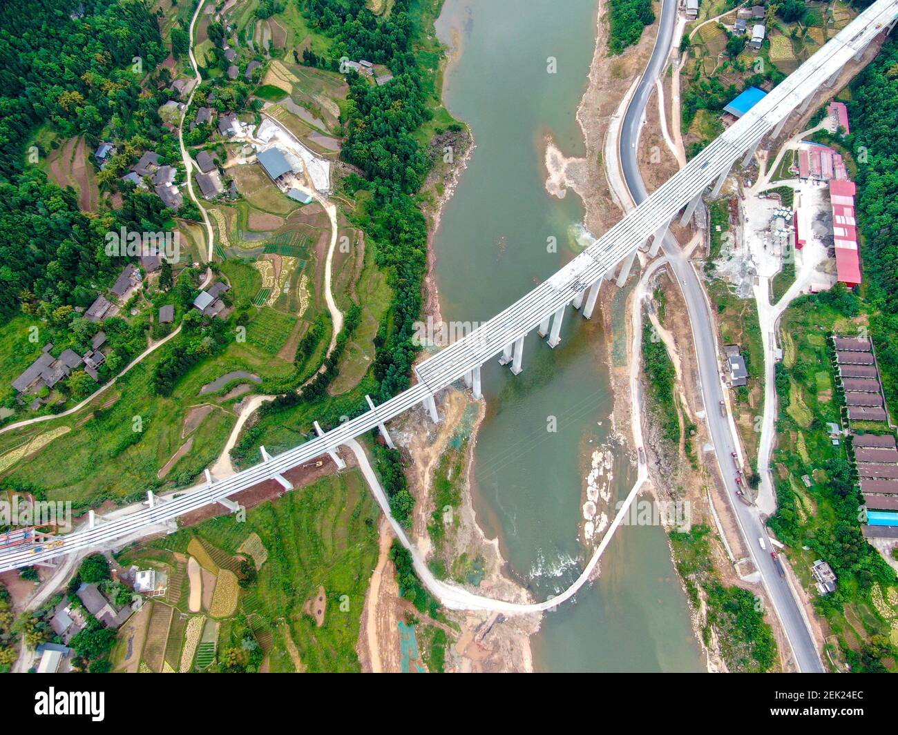 TONGJIANG, CHINA - MAY 8, 2020 - Overlooking the Tongjiang River Bridge ...