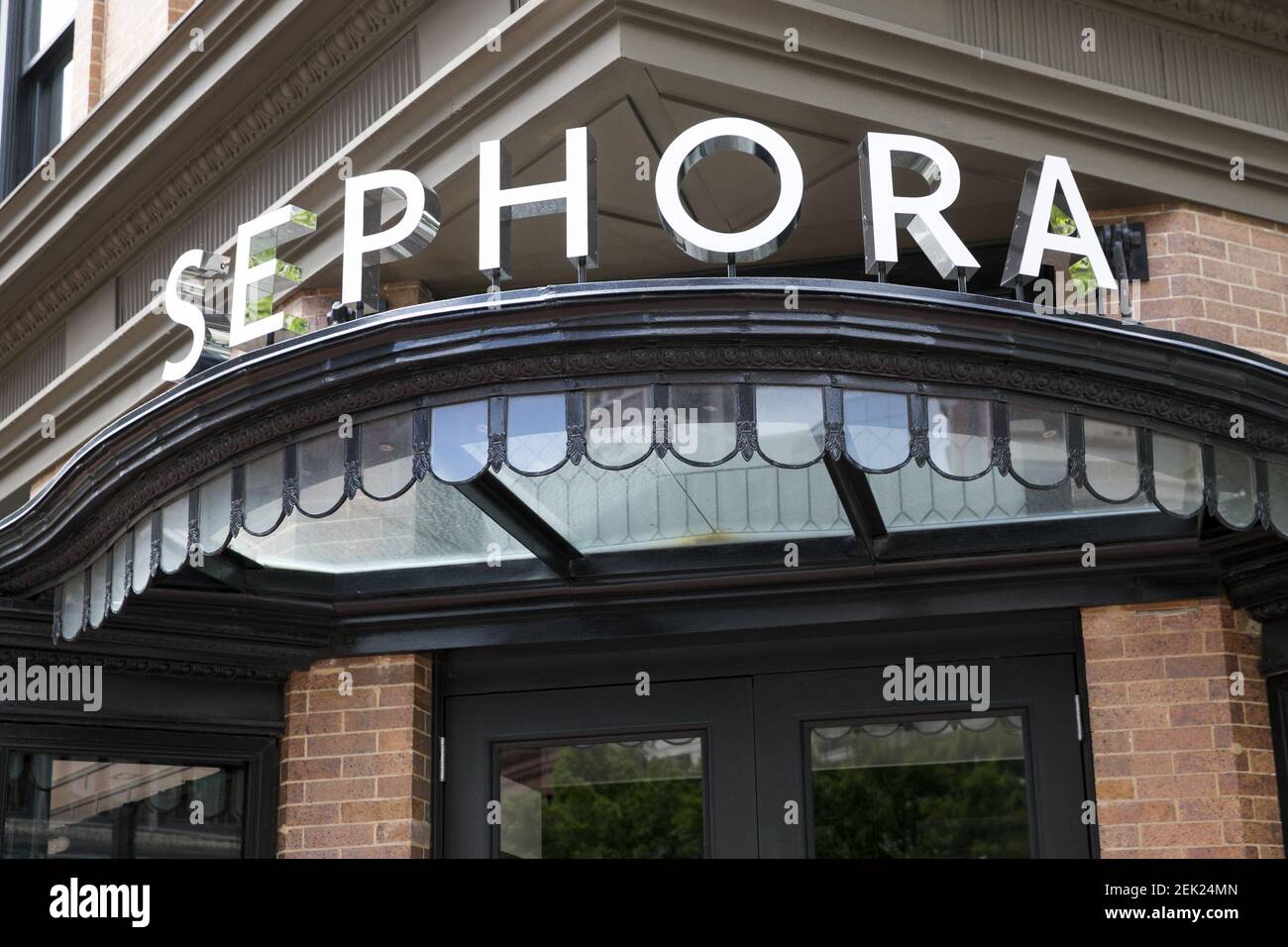 A logo sign outside of a Sephora retail store location in Washington, D ...