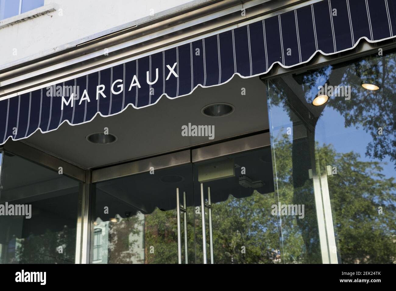 A logo sign outside of a Margaux retail store location in Washington, D ...