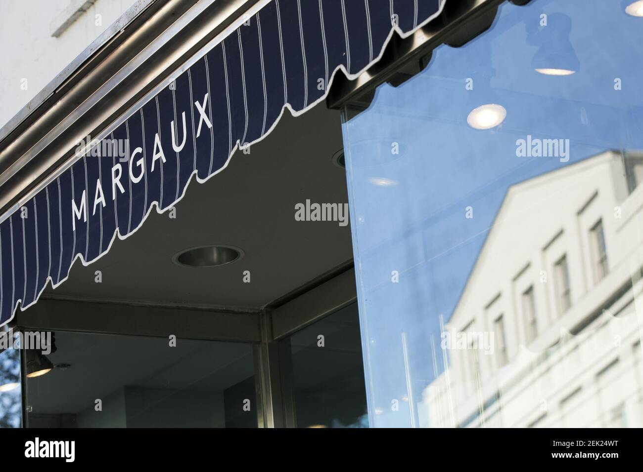 A logo sign outside of a Margaux retail store location in Washington, D ...