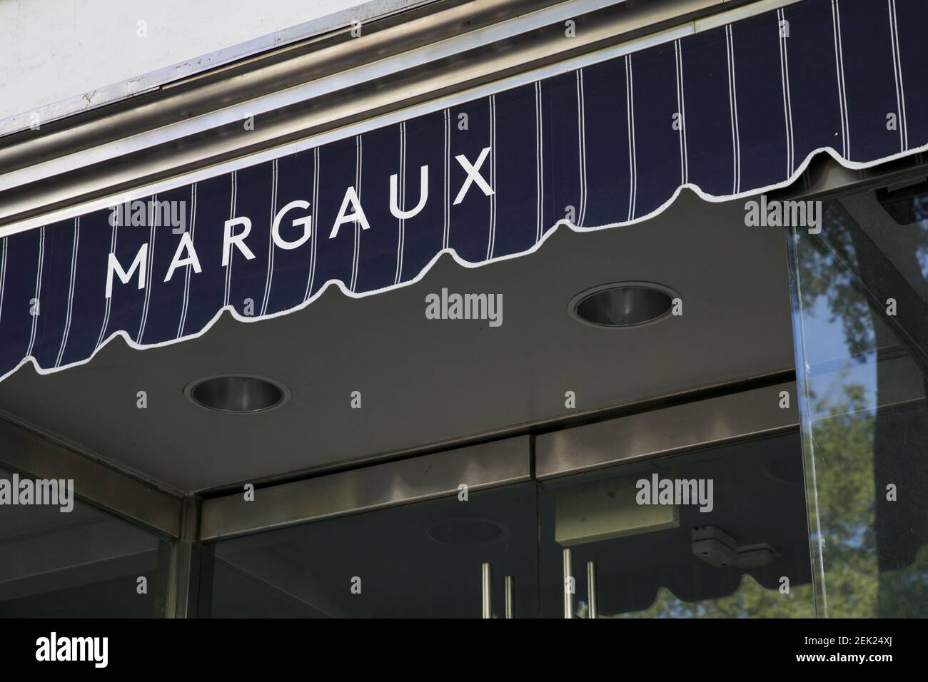 A logo sign outside of a Margaux retail store location in Washington, D ...