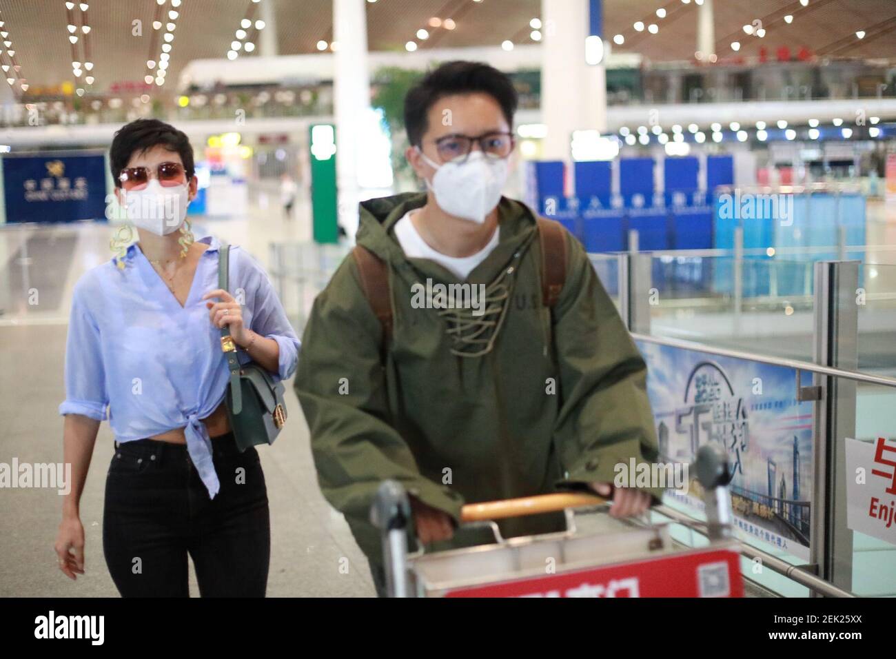 Chinese Mandopop singer and actor Han Geng and his wife Celina Horan, a ...